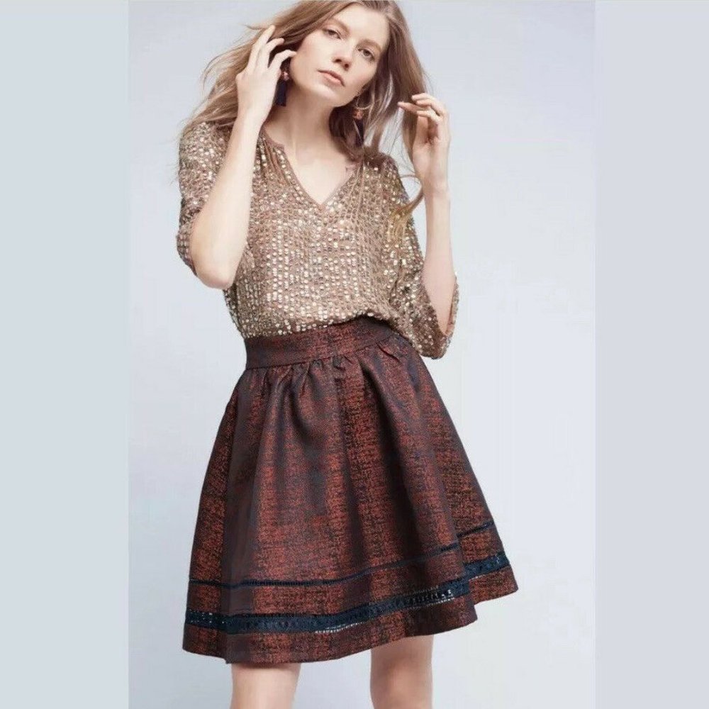 Eri + Ali Nolanne Shimmery Copper Skirt Size 4 - Gem